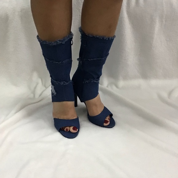 Pierre Dumas | Shoes | Pierre Dumas Distressed Denim Booties | Poshmark